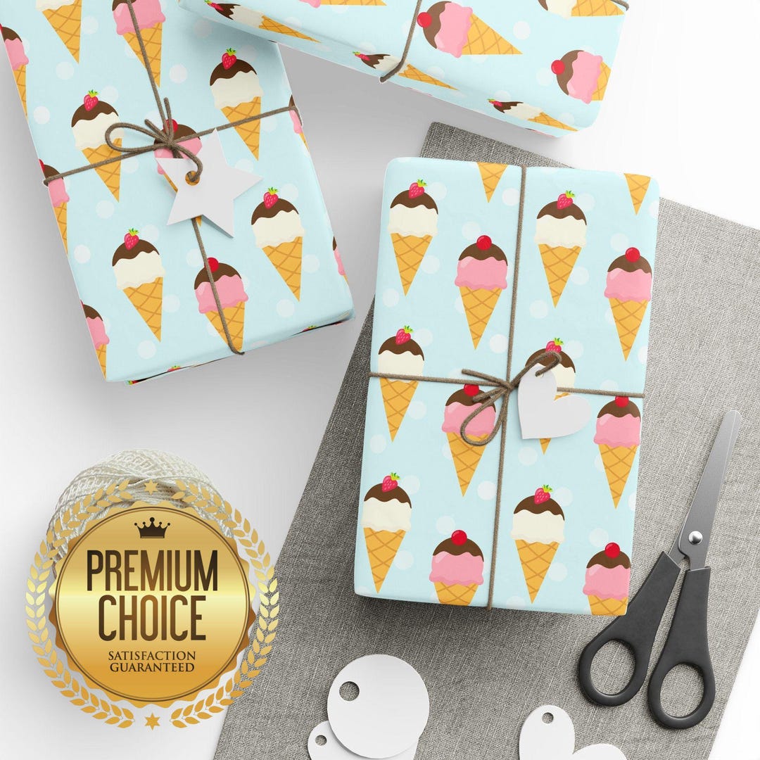 Ice Cream Wrapping Paper, Ice Cream Party, Neapolitan Ice Cream Gift ...
