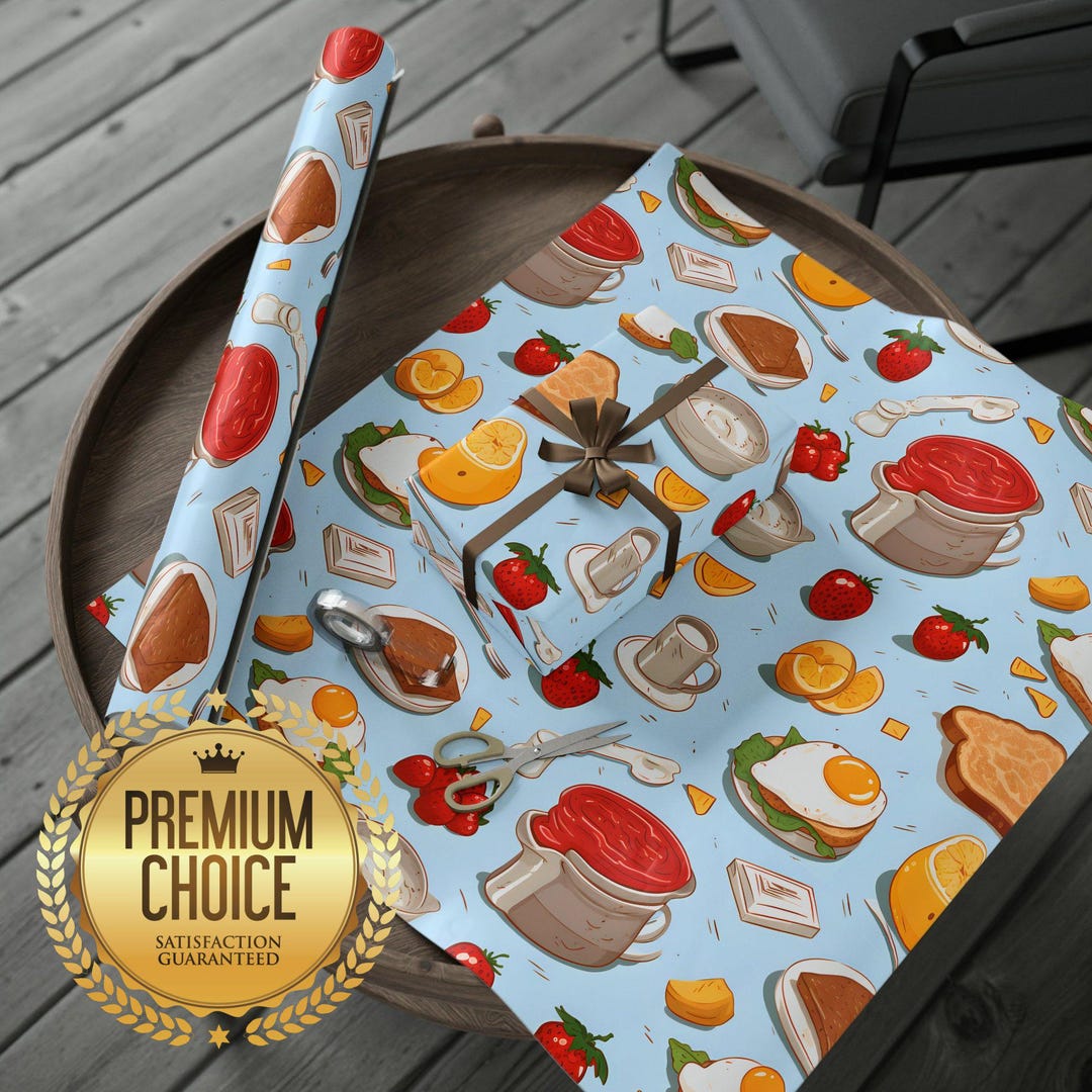 Breakfast Themed Wrapping Paper | Breakfast Gift Wrap, Christmas ...