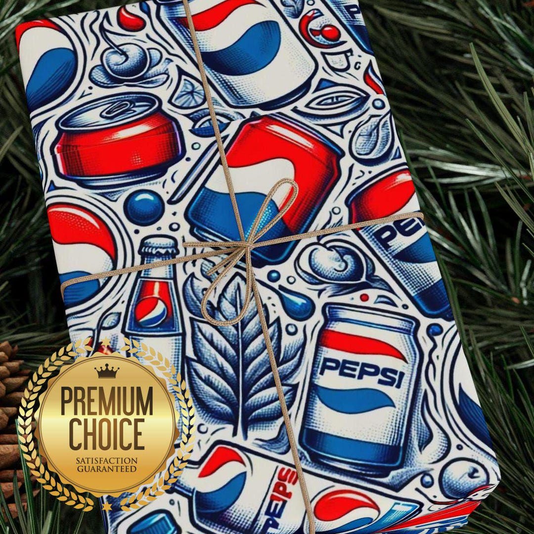 Pepsi-themed Wrapping Paper | Retro Style Soft Drink Gift Wrap for Soda ...