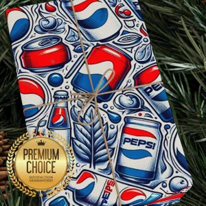 Pepsi-themed Wrapping Paper | Retro Style Soft Drink Gift Wrap for Soda ...
