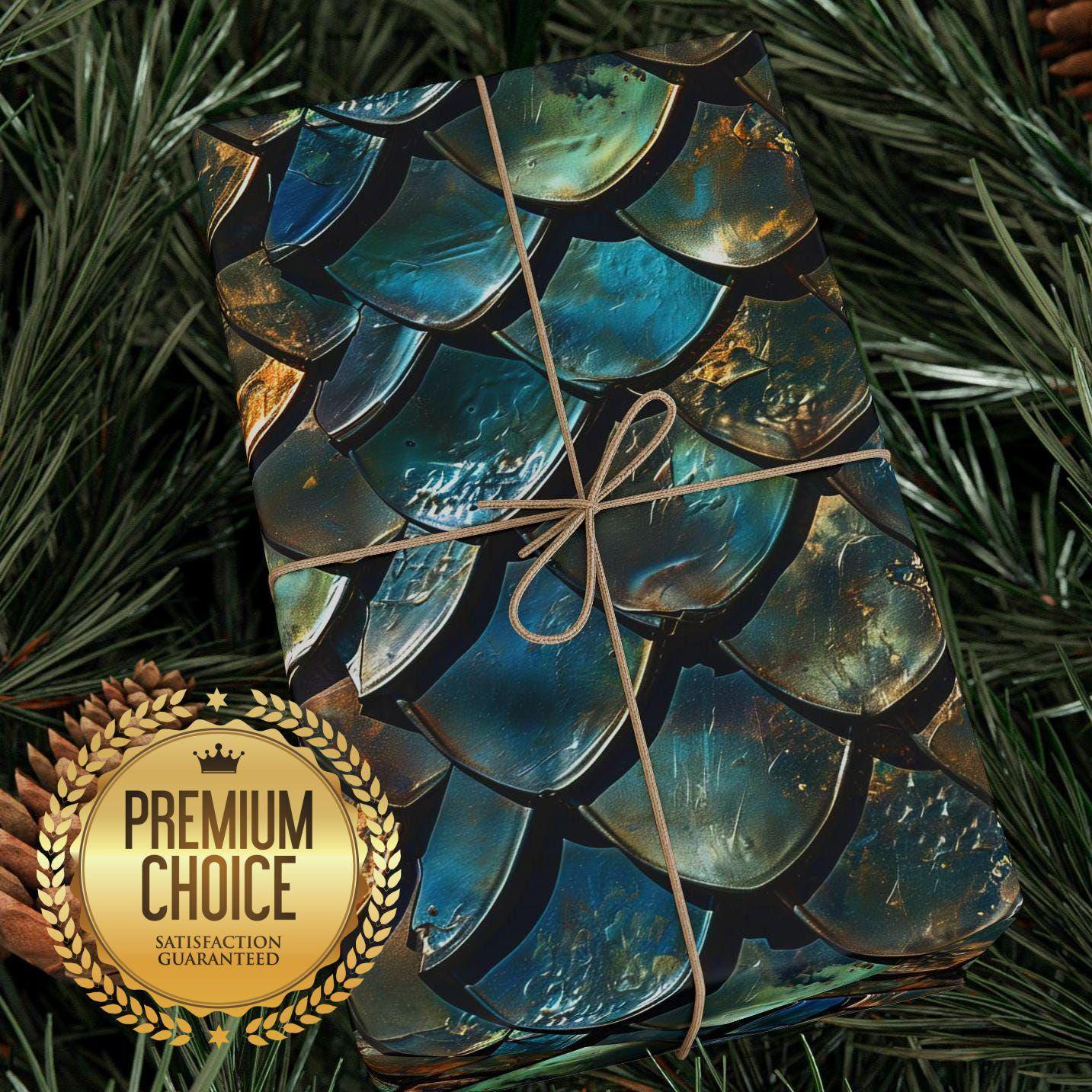 Green Dragon Scale Gift Wrapping Paper for Christmas, Birthdays ...