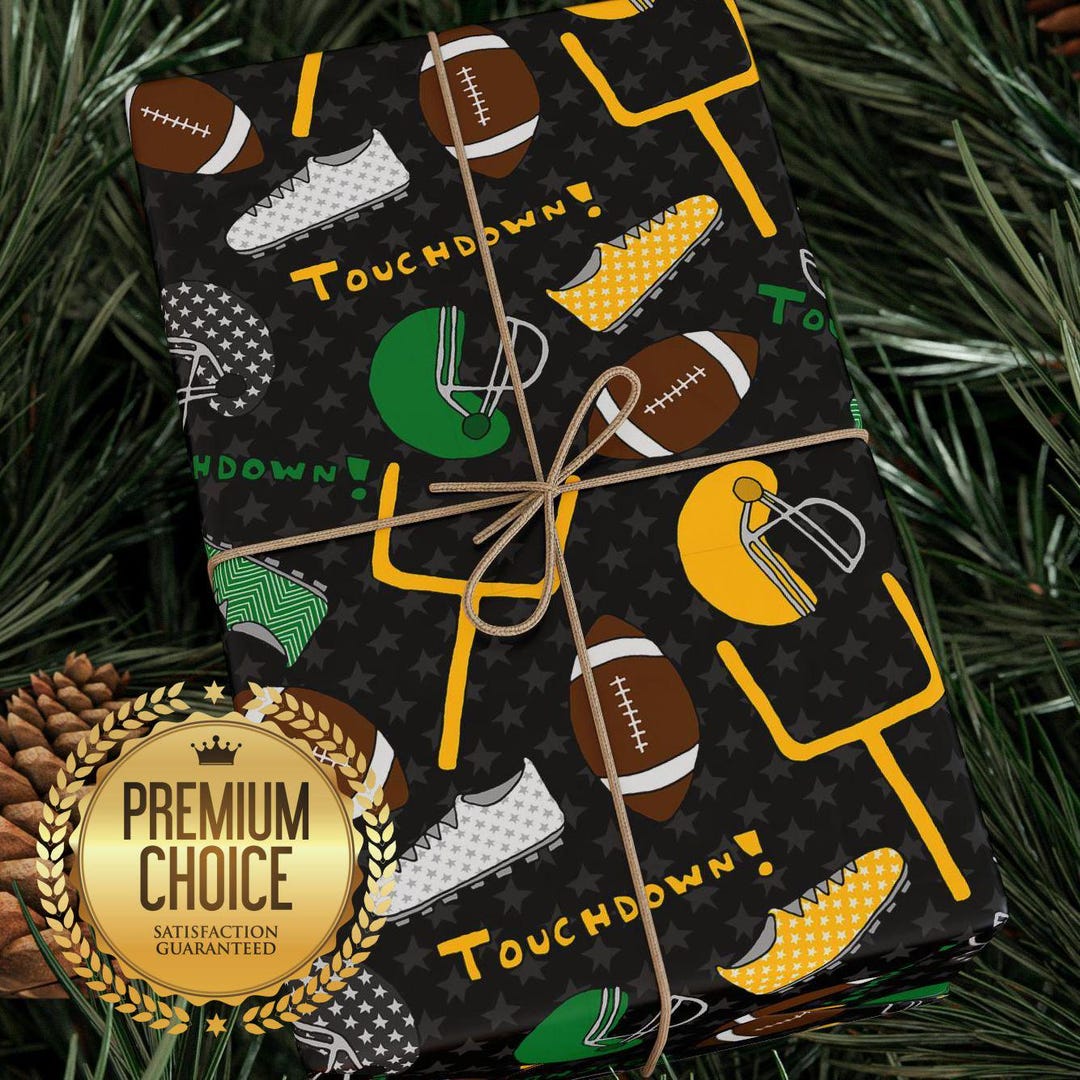 Football Birthday Wrapping Paper, Superbowl Gift Wrap, American ...
