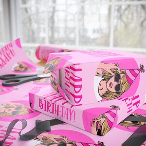Taylor Swift Happy Birth-tay Gift Wrap in Pink for Ultimate Swifties ...