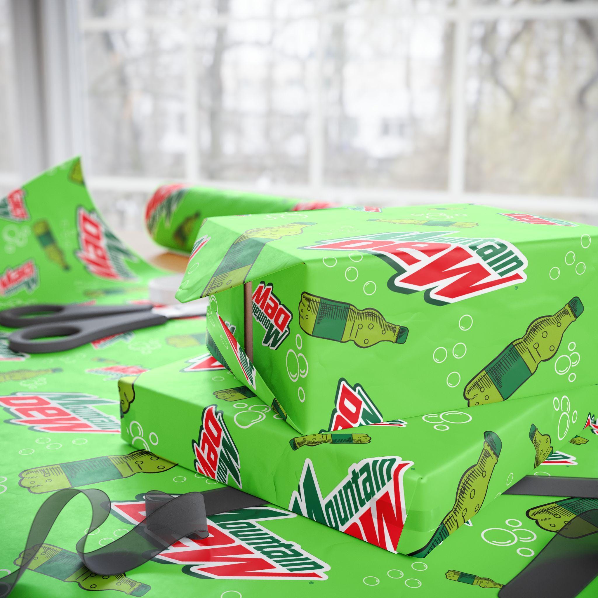 Mountain Dew Wrapping Paper | Mt. Dew Gift Soda Wrap for Dew Lovers ...