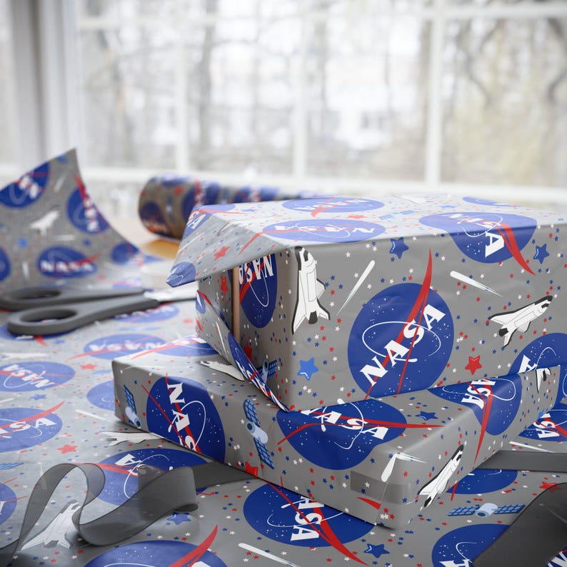 NASA Wrapping Paper Rolls, Space Shuttle Gift Wrap for Space Lovers ...