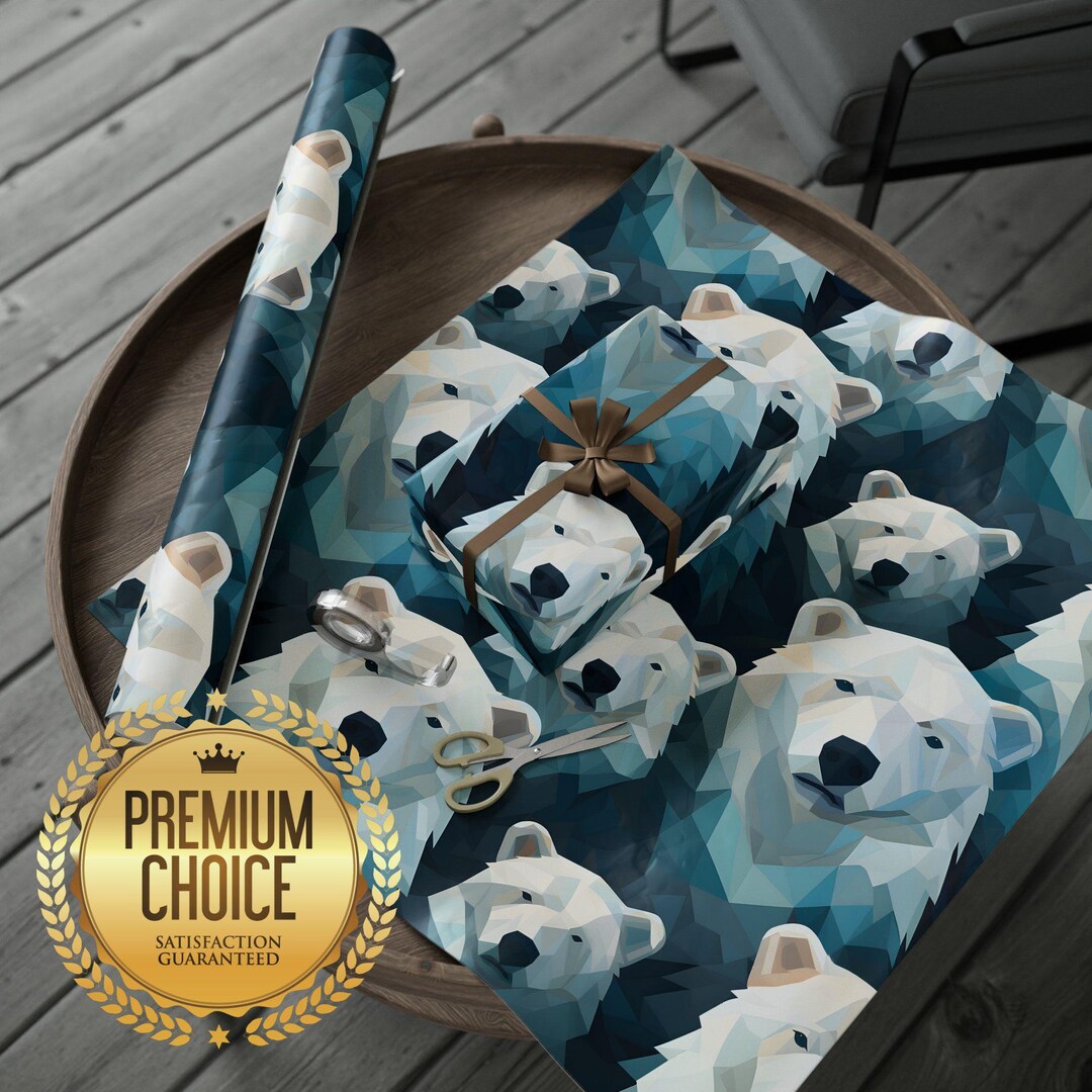 Paper Polar Bears Wrapping Paper Rolls, Polar Bears Gift Wrap, Winter ...