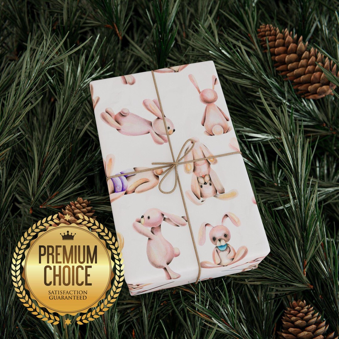 Rabbit Wrapping Paper, Adorable Rabbit Watercolor Gift Wrap, Cute ...