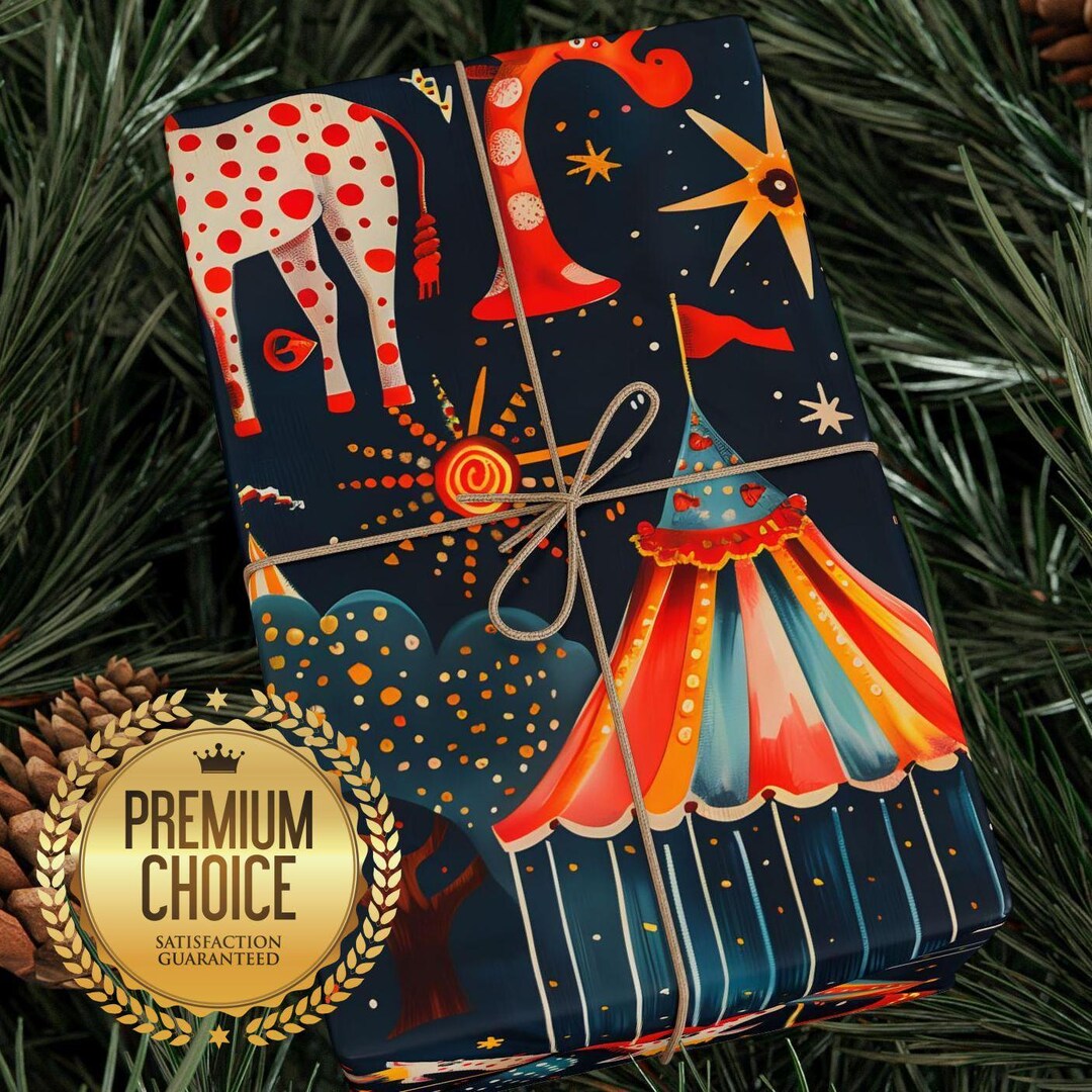 Circus Wrapping Paper, Circus Animals Gift Wrap Paper for Birthdays ...