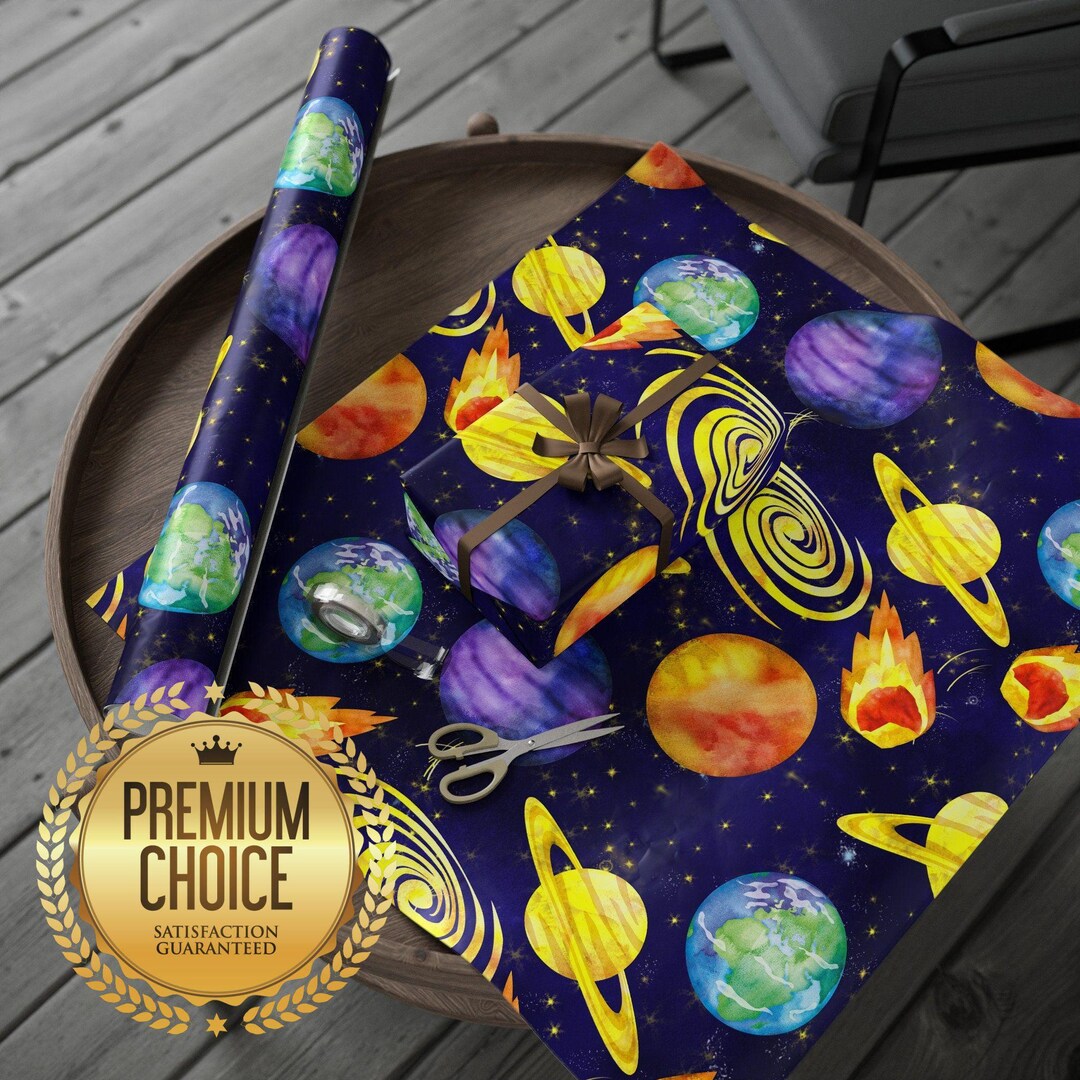Solar System Wrapping Paper, Planets Gift Wrap, Outer Space Party ...