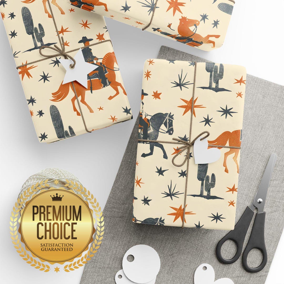 Cowboy Wrapping Paper, Wild Wild West Gift Wrap, Texan Western Gift ...