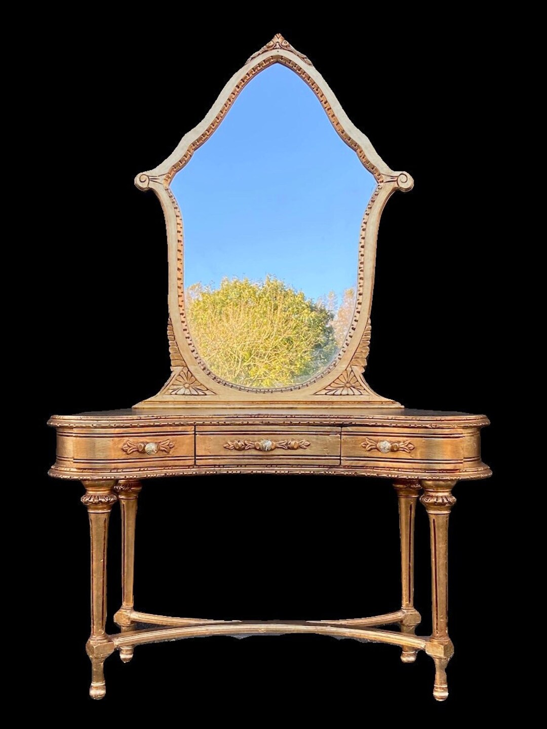 1940 French Louis XVI Vanity With Mirror Set in Gold Beech 2 Pcs - Etsy