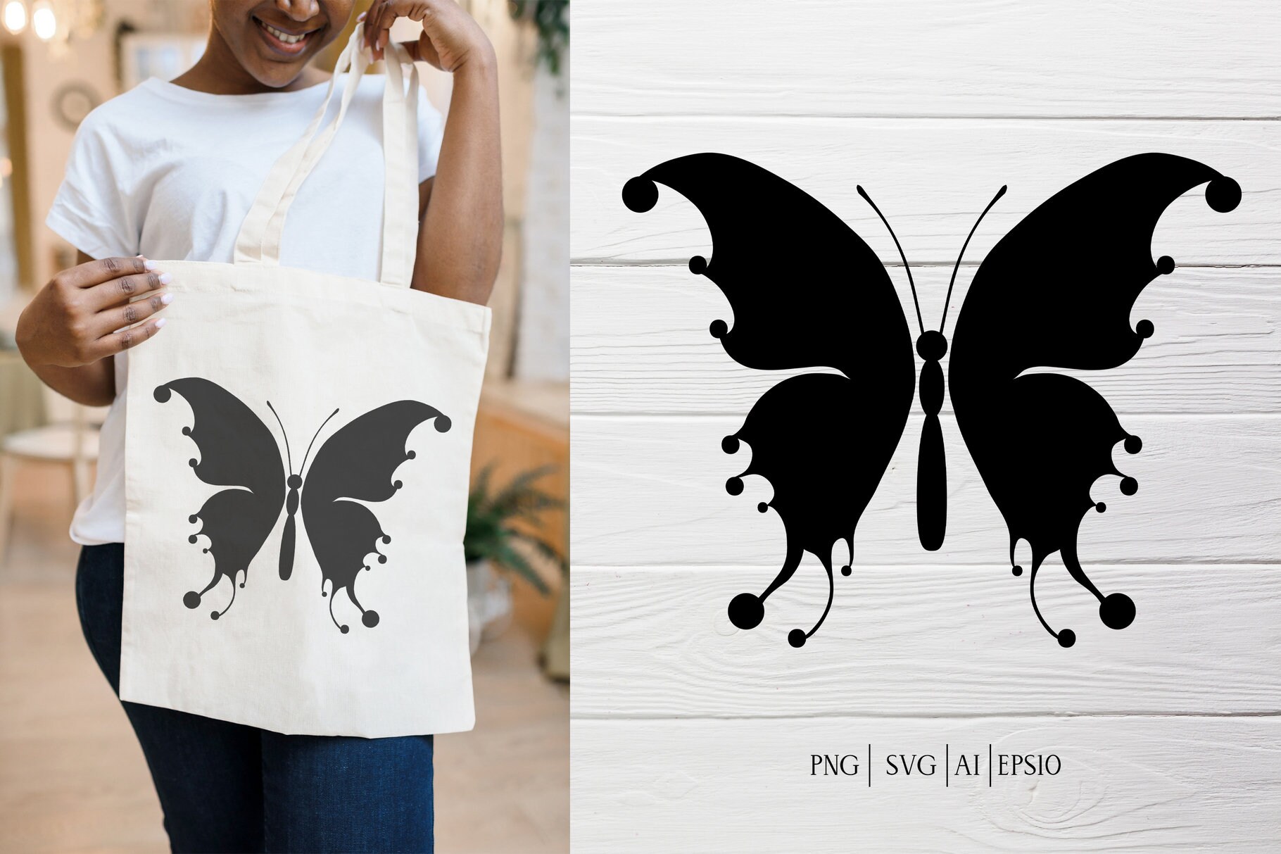 Black Butterfly Clipart, 50 Butterfly Silhouettes SVG, Hand Drawn ...