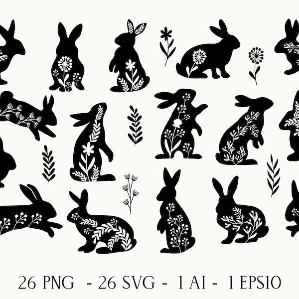 Rabbit Svg - Etsy