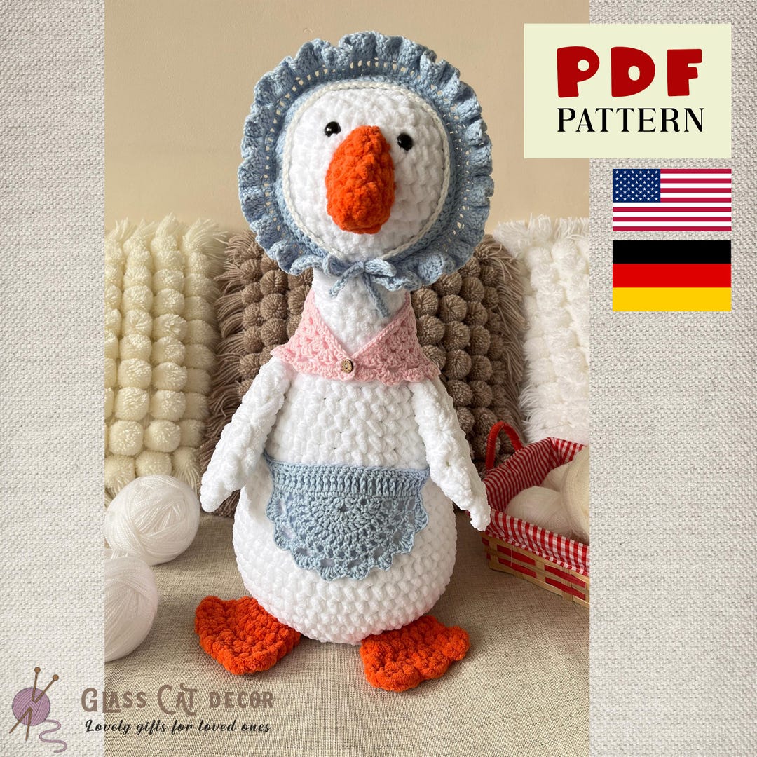 Crochet PATTERN of Toy Mother Goose, DIY Crochet Goose, Patterns Bonnet ...