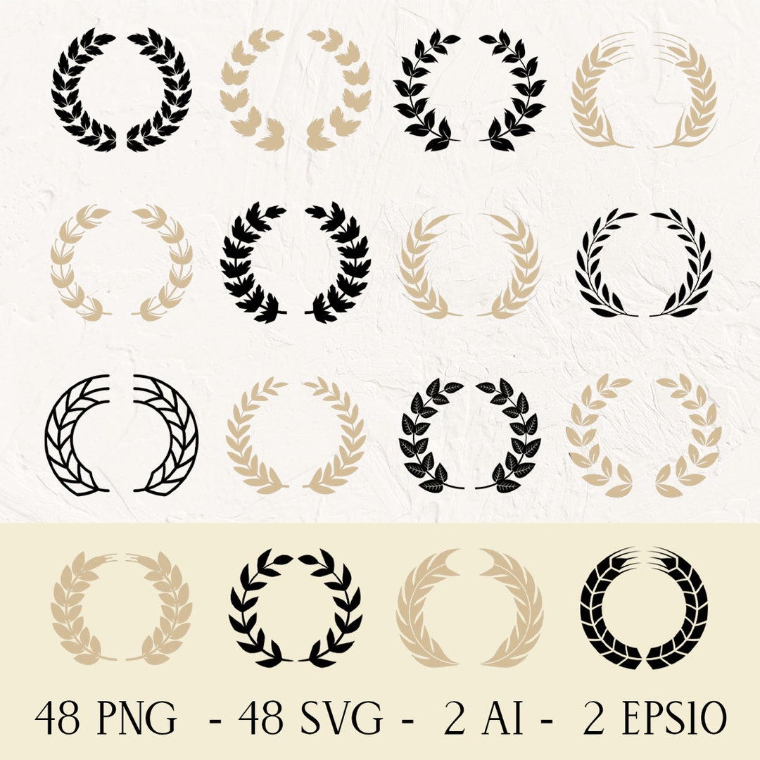 Vector Wreath Svg Bundle Laurel Wreaths Svg Logo Elements Wedding