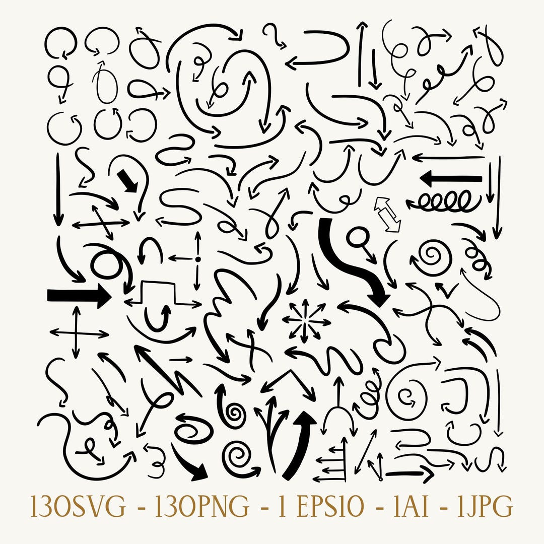 Hand Drawn Arrows SVG, Arrow Pointers Clipart, Arrow SVG Bundle, Arrow ...
