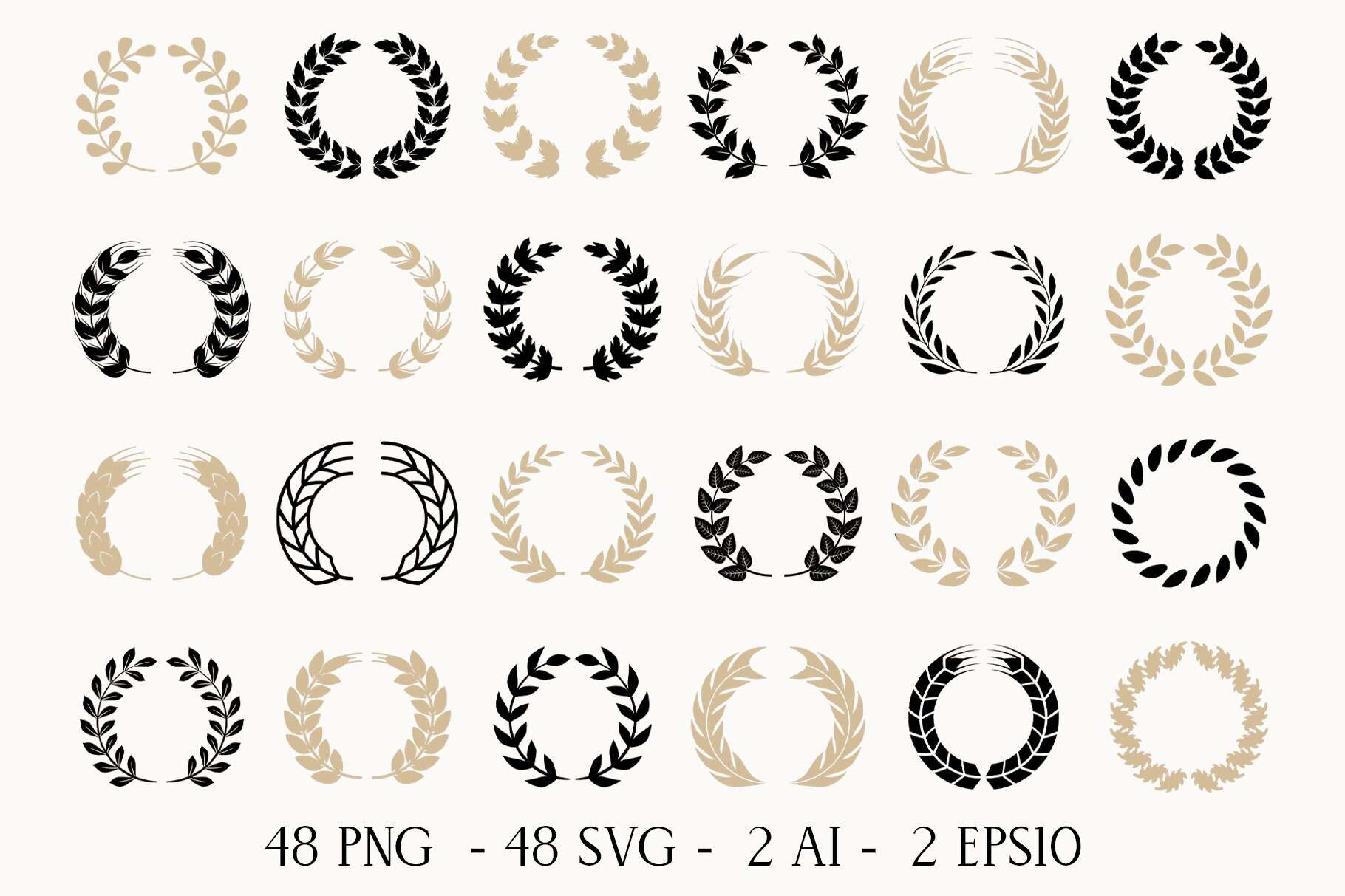 Wedding Wreaths Svg, Vector Wreath Svg Bundle, Laurel Wreaths Svg, Logo ...