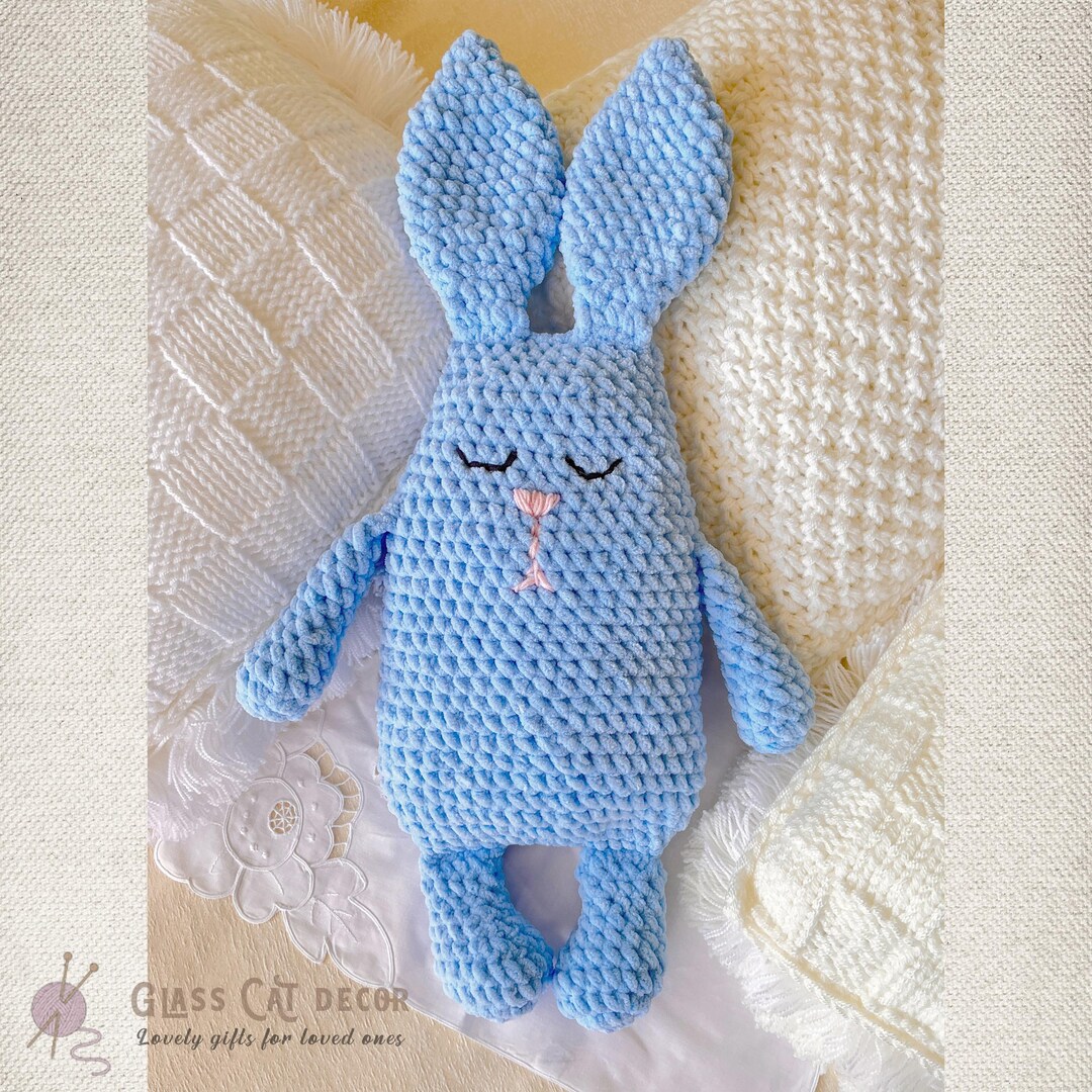 Crochet Plush Blue Bunny, DIY Amigurumi Bunny, Blue Bunny Toy, Knit ...