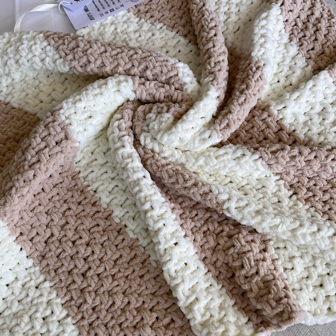 Knit Baby Blanket, Coffee-cream Color Baby Blanket, Knitted Child Throw ...