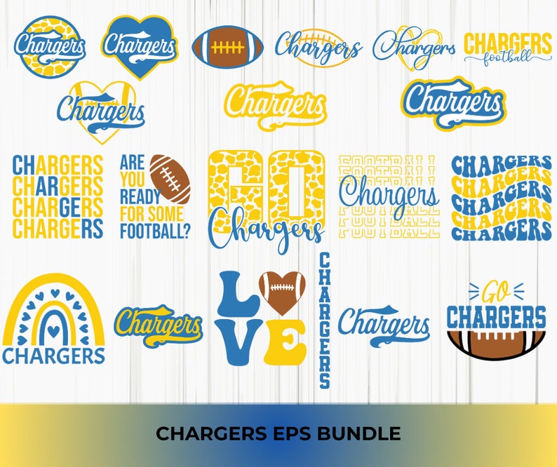 Chargers Inspired EPS Bundle, Chargers Football EPS, Chargers Mascot ...
