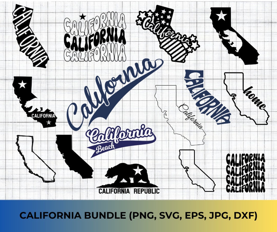 California SVG Bundle, California Map SVG, California Beach Clipart ...