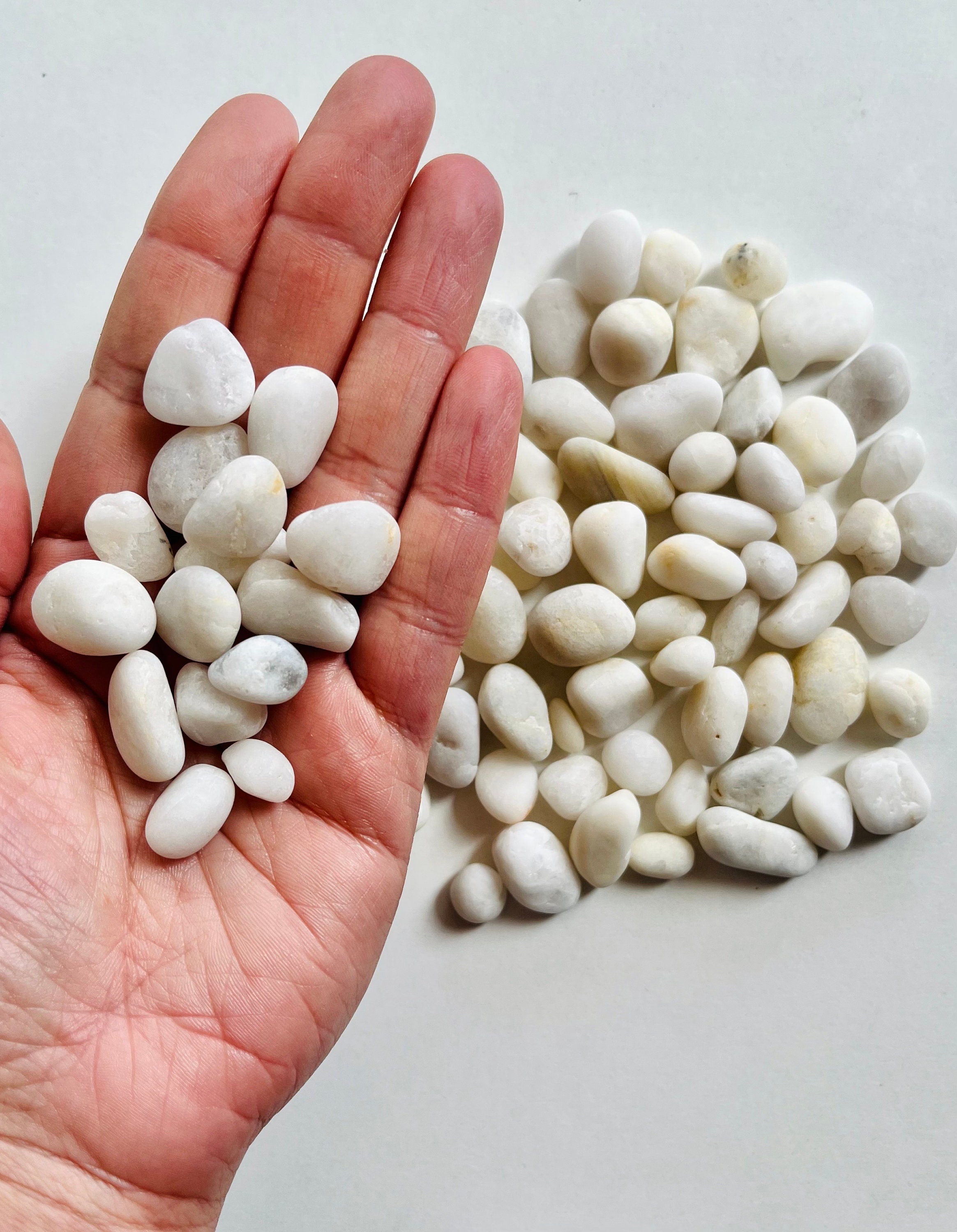 Set of 40 White Quartz Small Beach Pebbles, for Pebble Art and Crafts ...