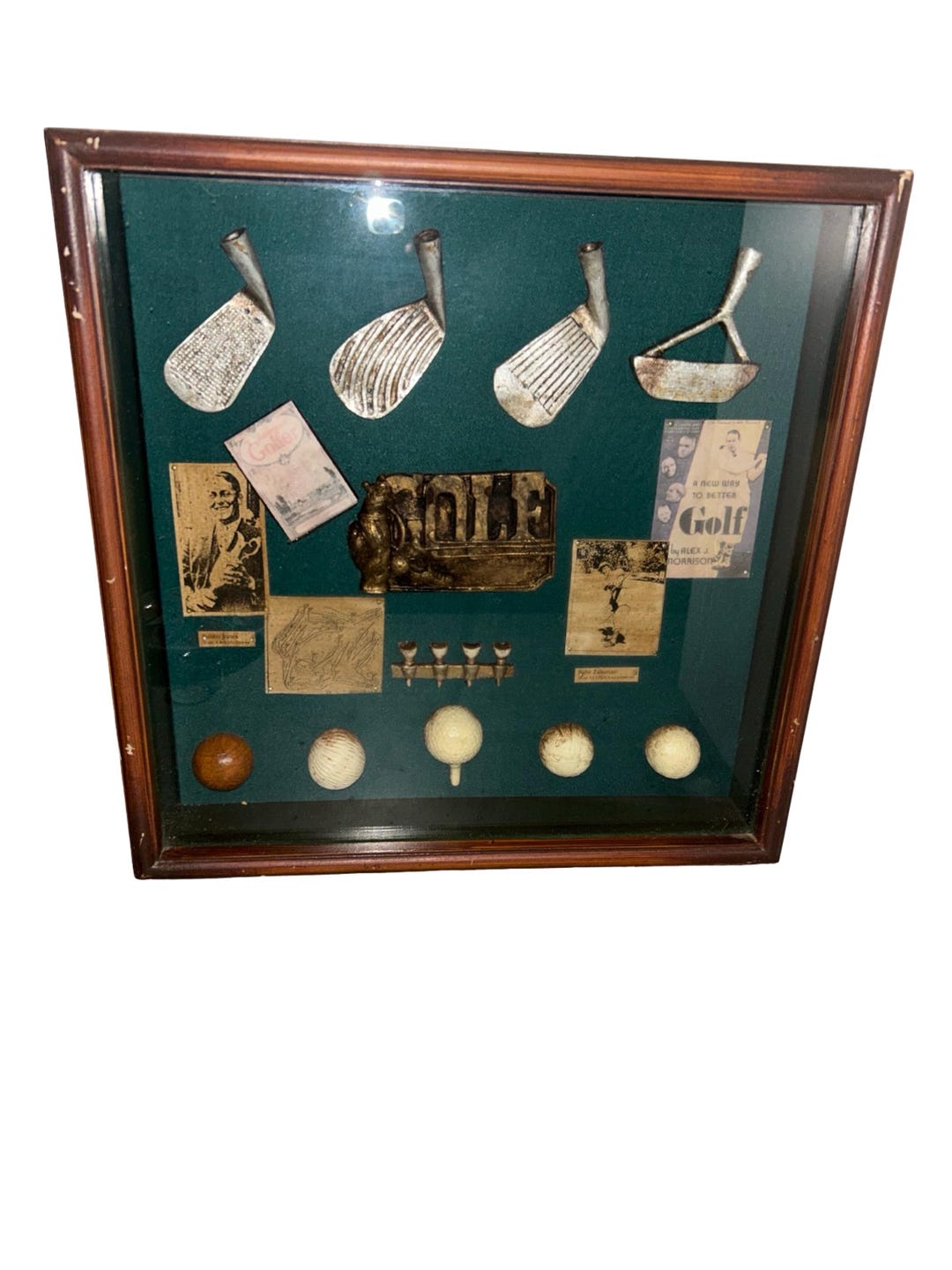 Vintage Golfing Shadow Box 15” X 15” - Babe Zaharias - Bobby Jones W ...