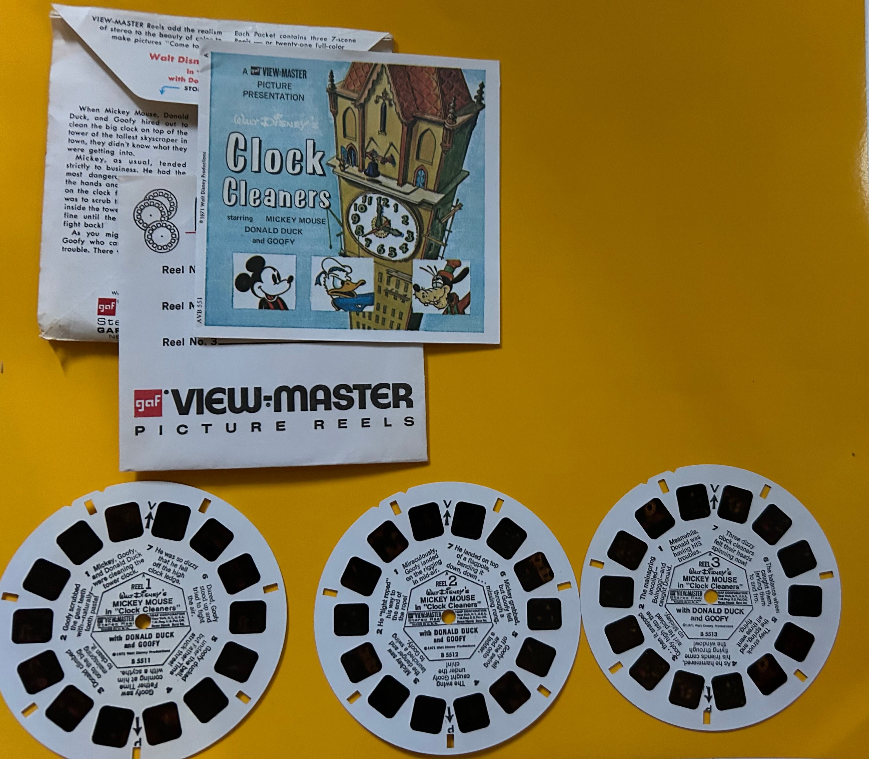 Gaf View-master 1971 Walt Disneys Mickey Mouse in clock Cleaners With ...