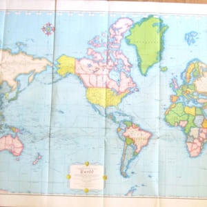 1963 Rand Mcnally Cosmopolitan World Map 34 X 52. - Etsy