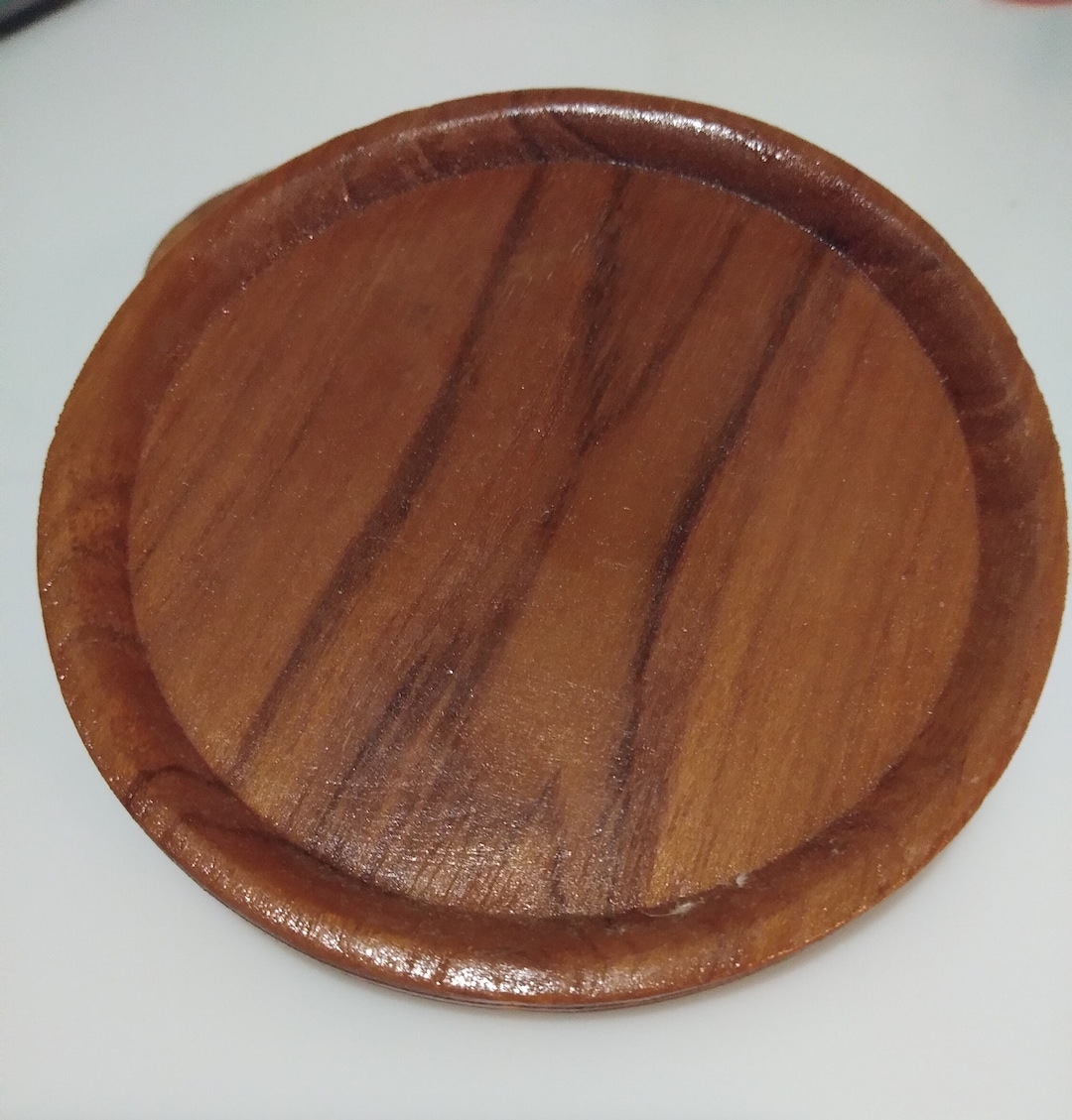 Set of 4 Handmade Teak Wood Round Plate round Plate wood - Etsy