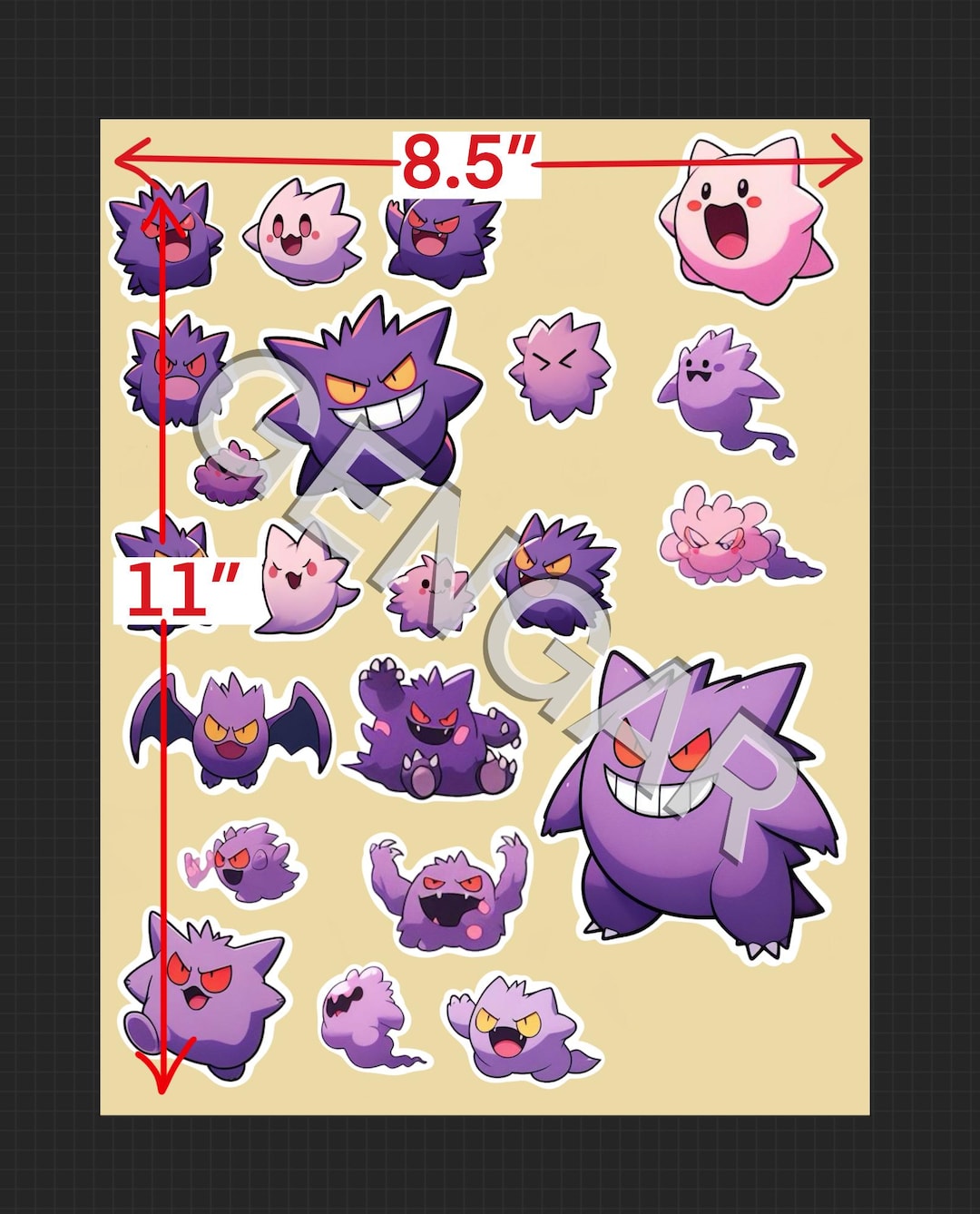 Gengar-inspired Pokémon Style Sticker Sheet - Instant Digital Download ...