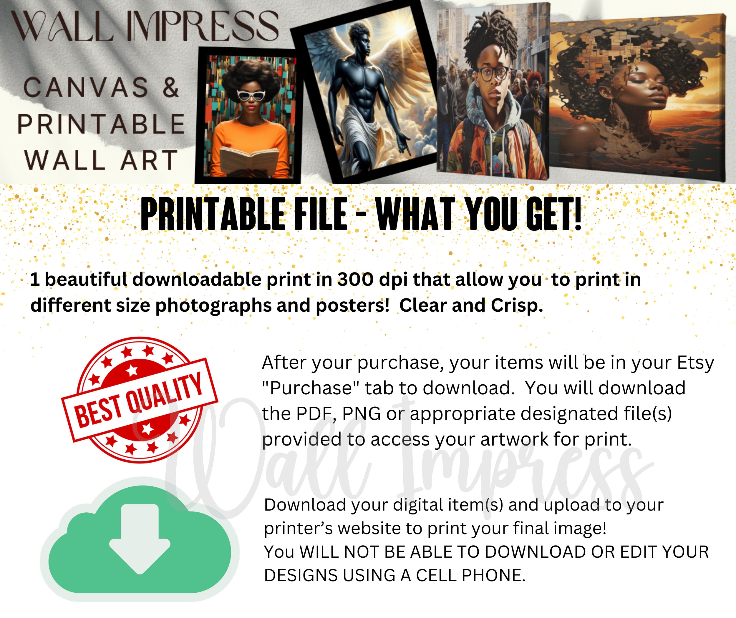 African American Printable Art 30x30 Art Work Download Print Painting ...