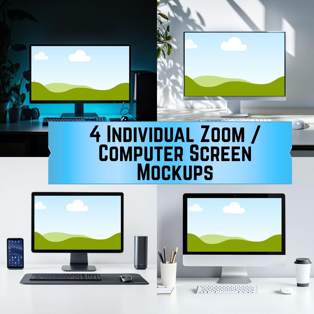 Zoom Screen Computer Wallpaper Mockup, Canva Mockup Template, Digital ...