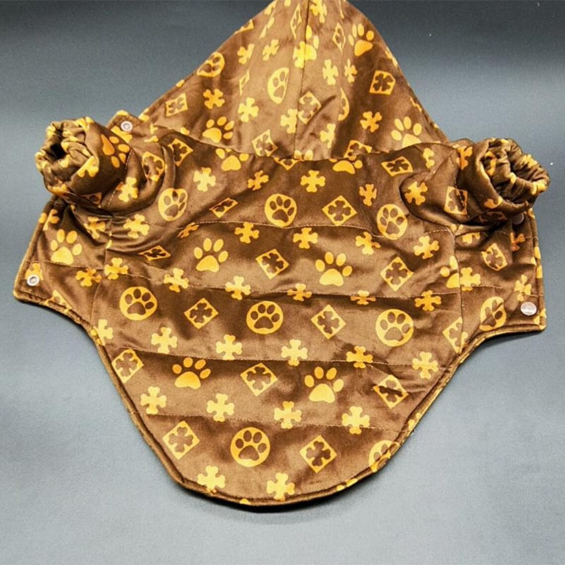 Stylish Pet Coat, Cozy Dog Jacket With Paw Print Pattern, Warm Hooded ...