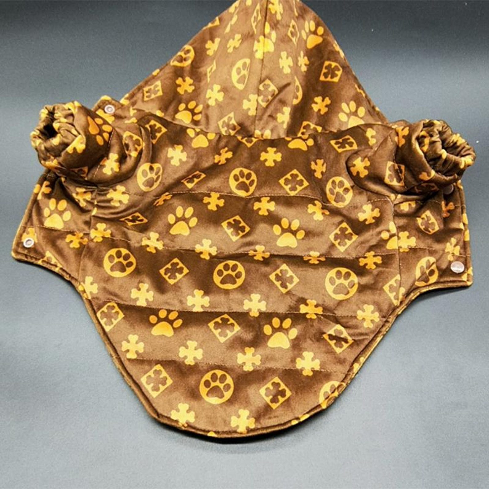 Stylish Pet Coat, Cozy Dog Jacket With Paw Print Pattern, Warm Hooded ...