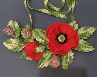 Crochet Poppy Chain Necklace - Etsy