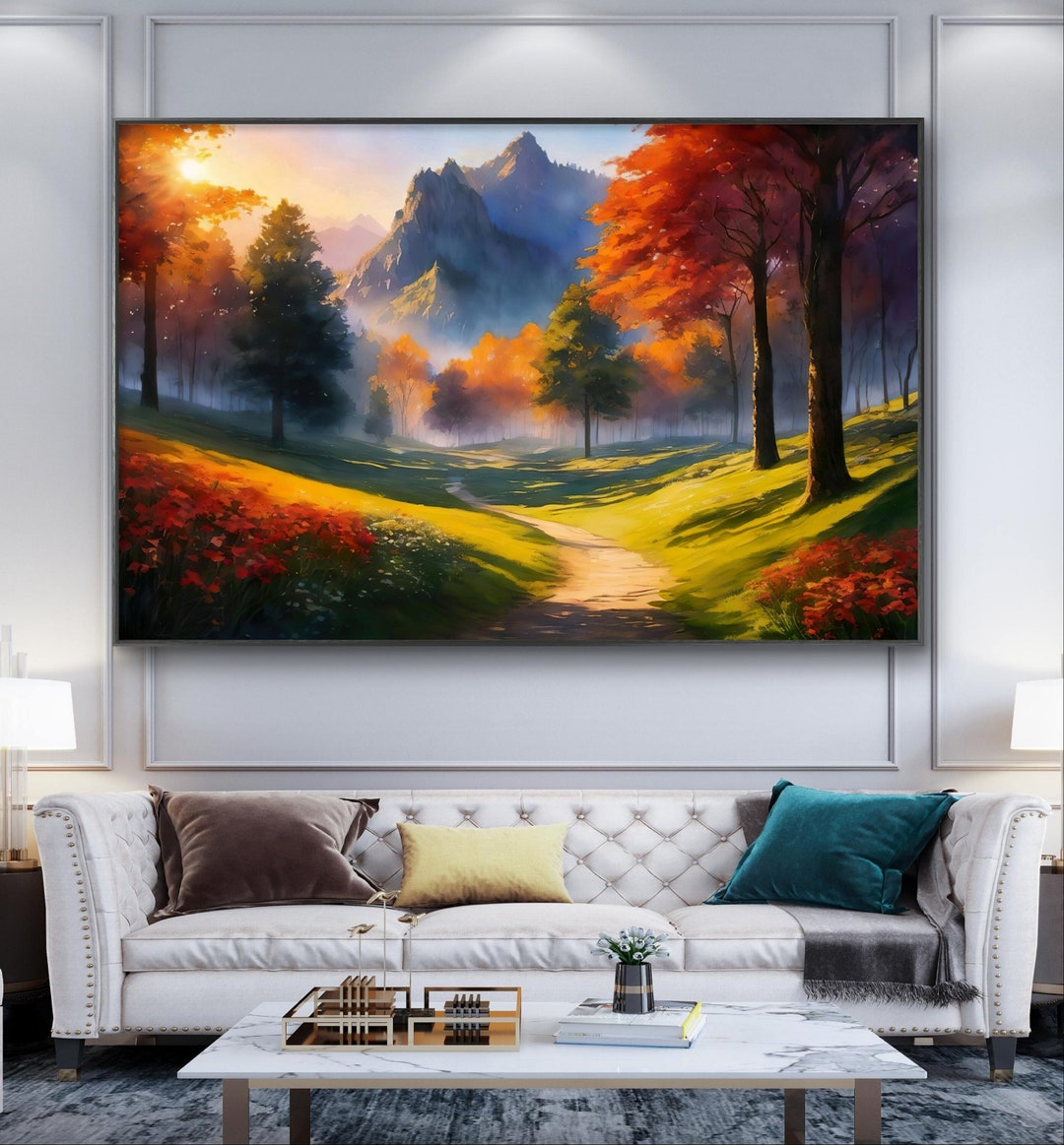 Printable of a Beautiful Nature Scenery Painting, Nature Painting ...