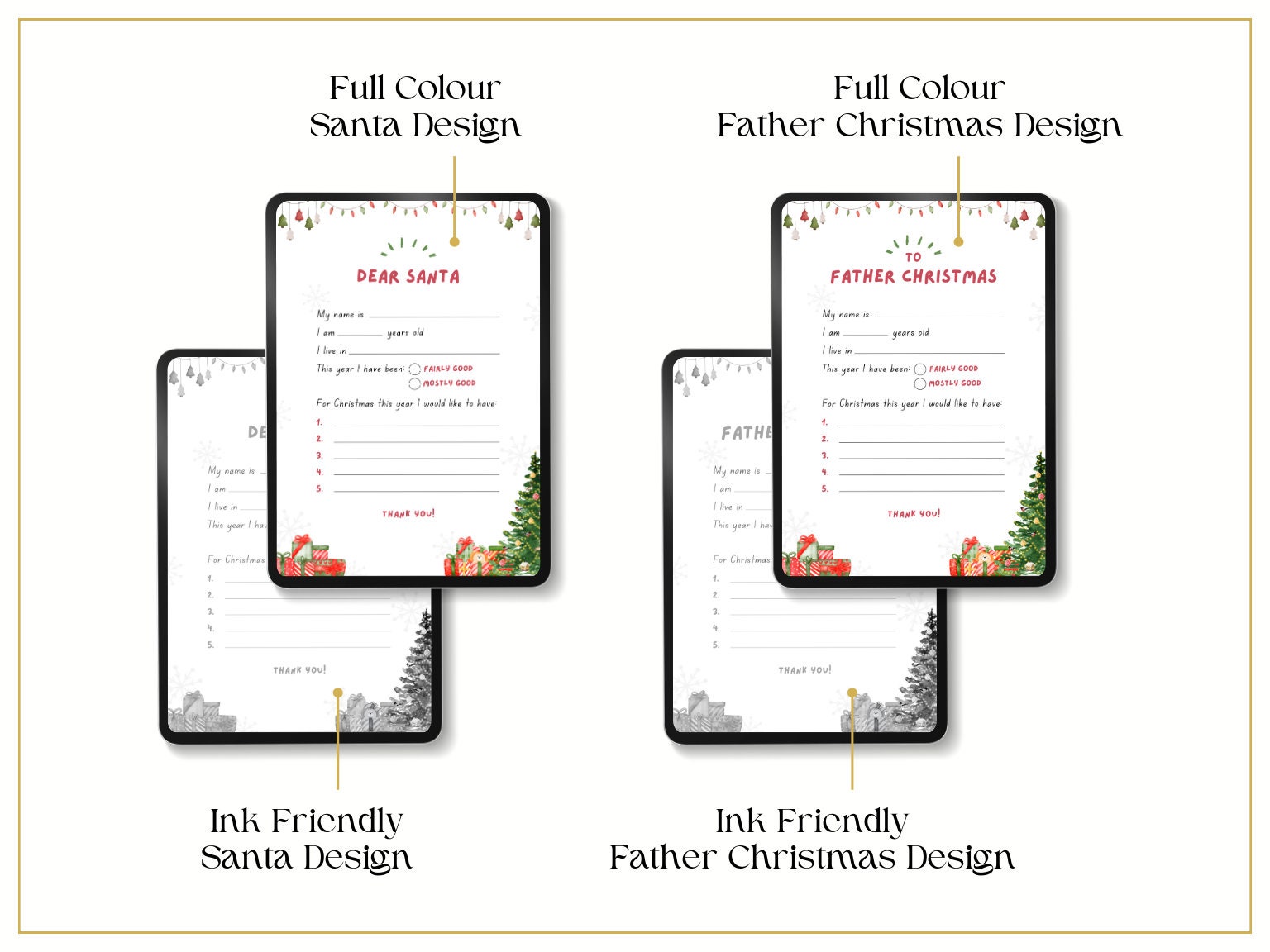 Letter to Santa Printable, Kid's Printable Santa Letter, Christmas Wish ...