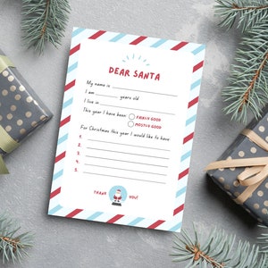 Letter to Santa Printable, Kid's Printable Santa Letter, Christmas Wish ...