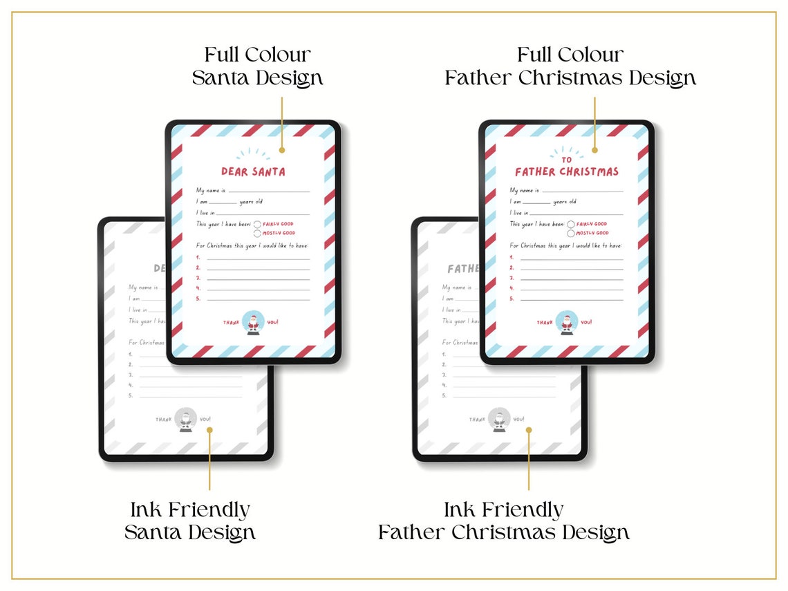 Letter to Santa Printable, Kid's Printable Santa Letter, Christmas Wish ...