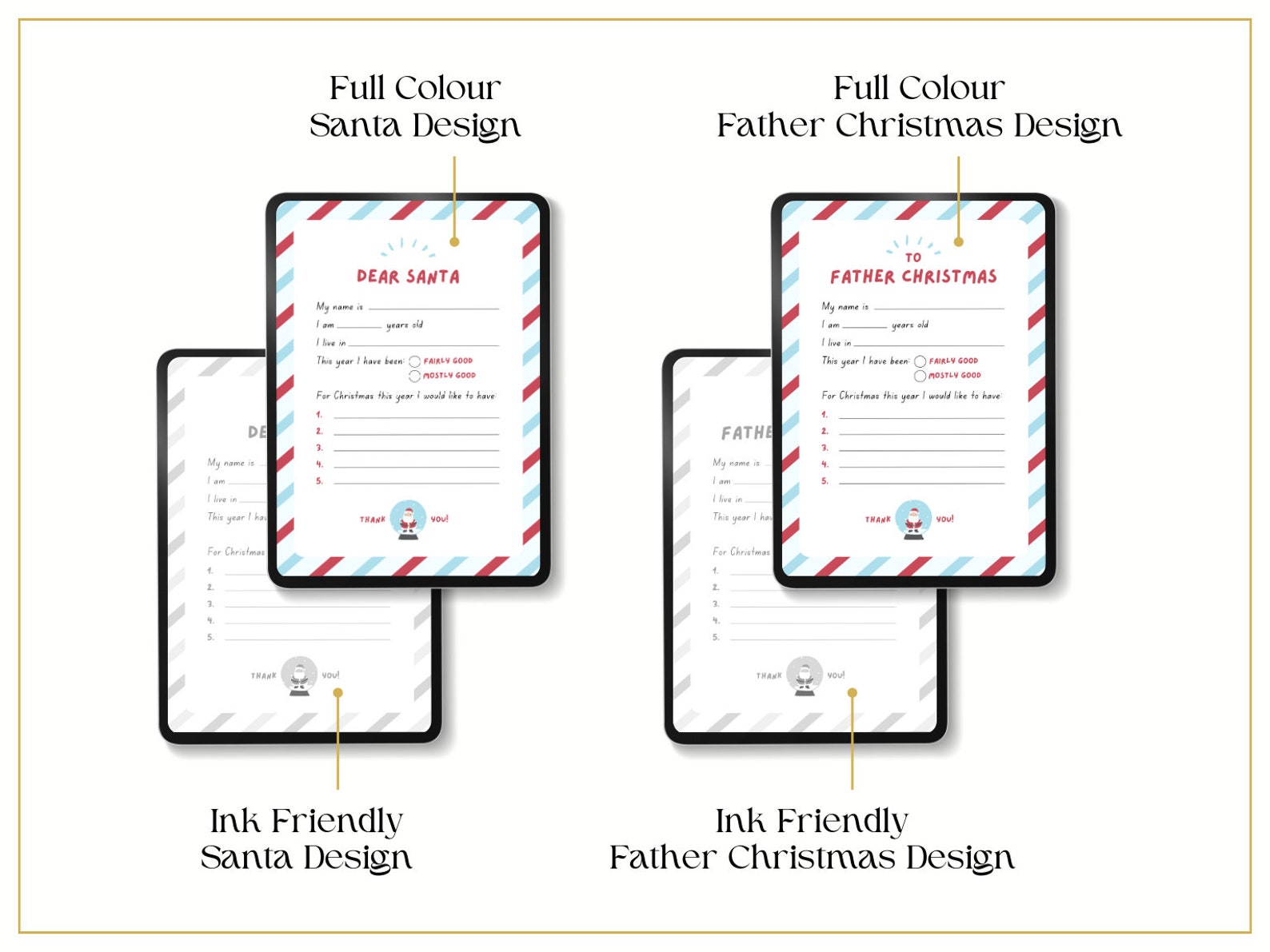 Letter to Santa Printable, Kid's Printable Santa Letter, Christmas Wish ...