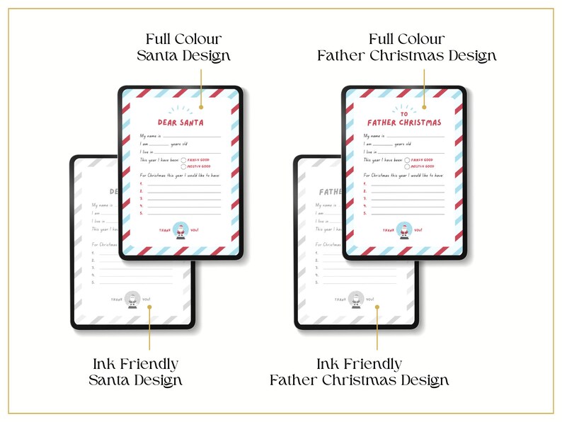 Letter to Santa Printable, Kid's Printable Santa Letter, Christmas Wish ...