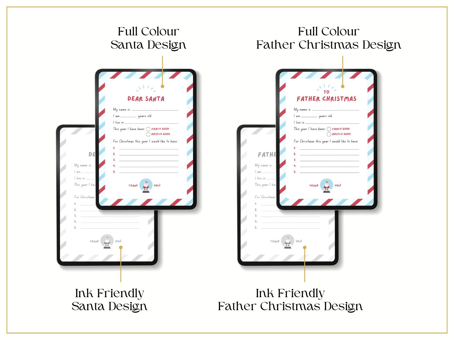 Letter to Santa Printable, Kid's Printable Santa Letter, Christmas Wish ...