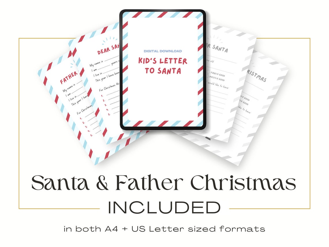 Letter to Santa Printable, Kid's Printable Santa Letter, Christmas Wish ...