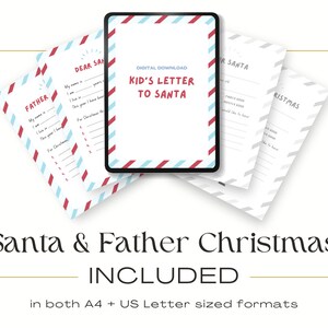 Letter to Santa Printable, Kid's Printable Santa Letter, Christmas Wish ...