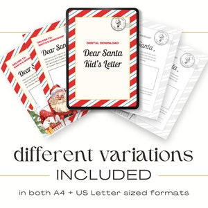 Letter to Santa Printable, Kid's Printable Santa Letter, Christmas Wish ...