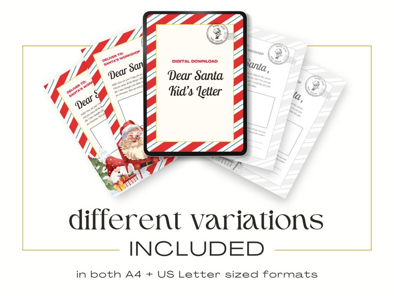 Letter to Santa Printable, Kid's Printable Santa Letter, Christmas Wish ...
