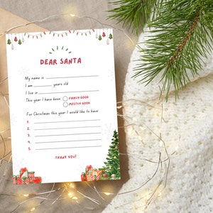 Letter to Santa Printable, Kid's Printable Santa Letter, Christmas Wish ...