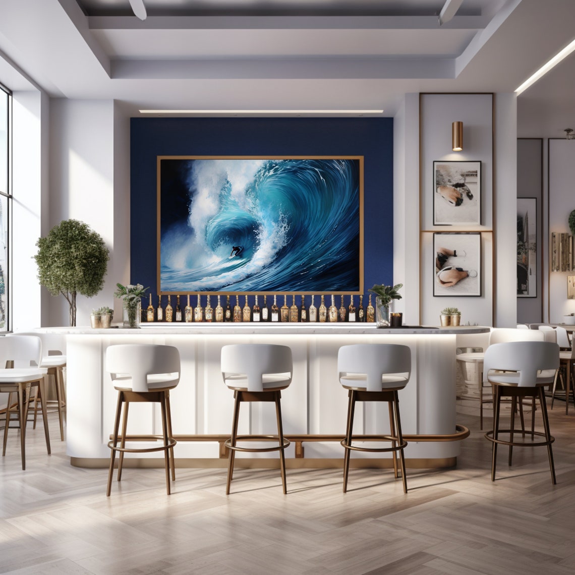 Giant Blue Wave Surfer Printable Art - Coastal Thrills, Ocean Vibes ...