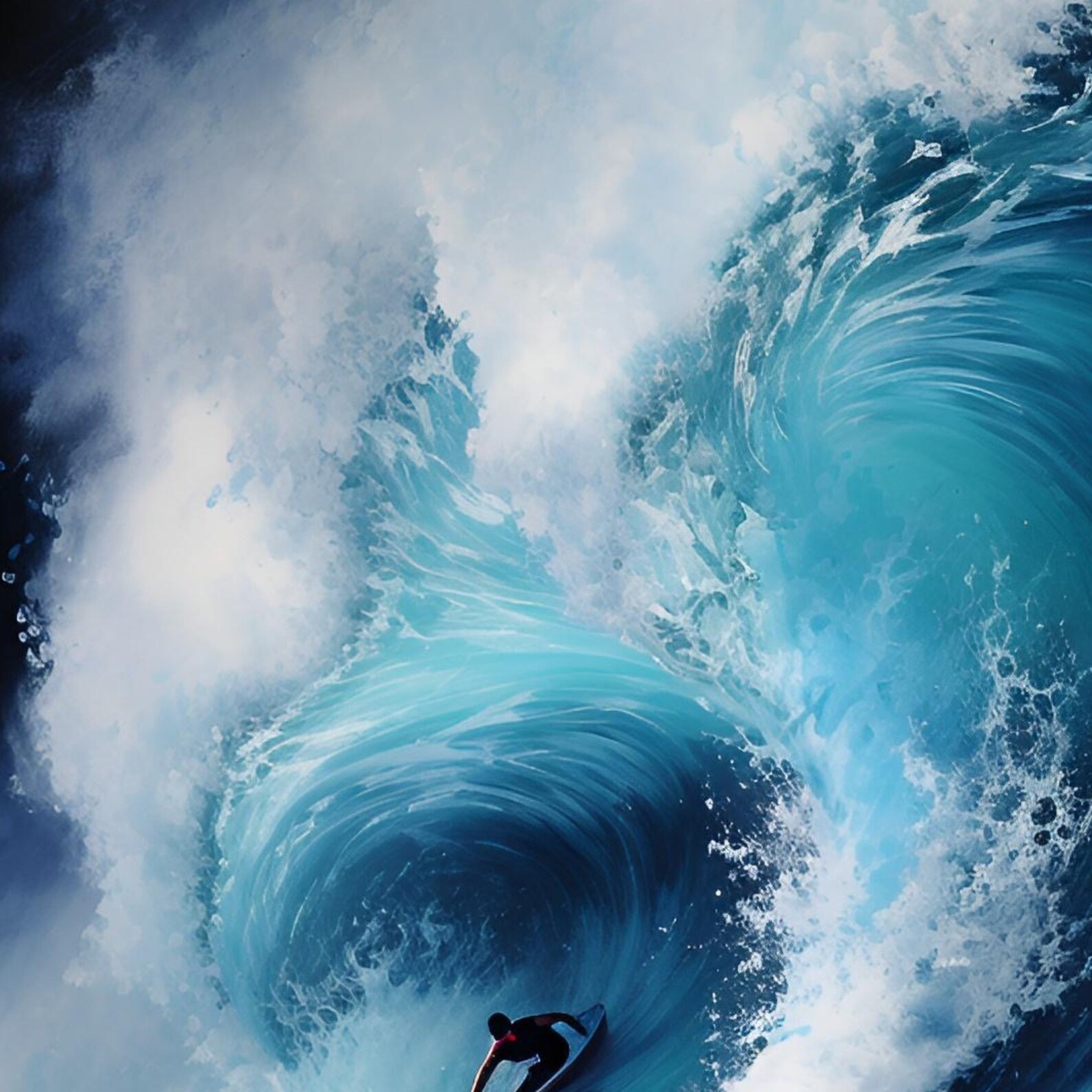 Giant Blue Wave Surfer Printable Art - Coastal Thrills, Ocean Vibes ...